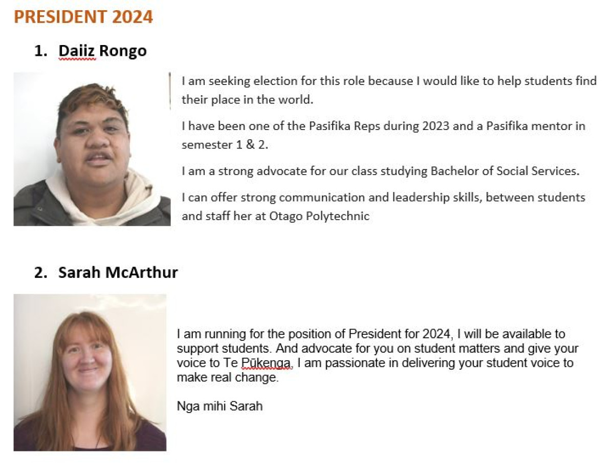 2024 OPSA Advisory Board Nominees - Otago Polytechnic