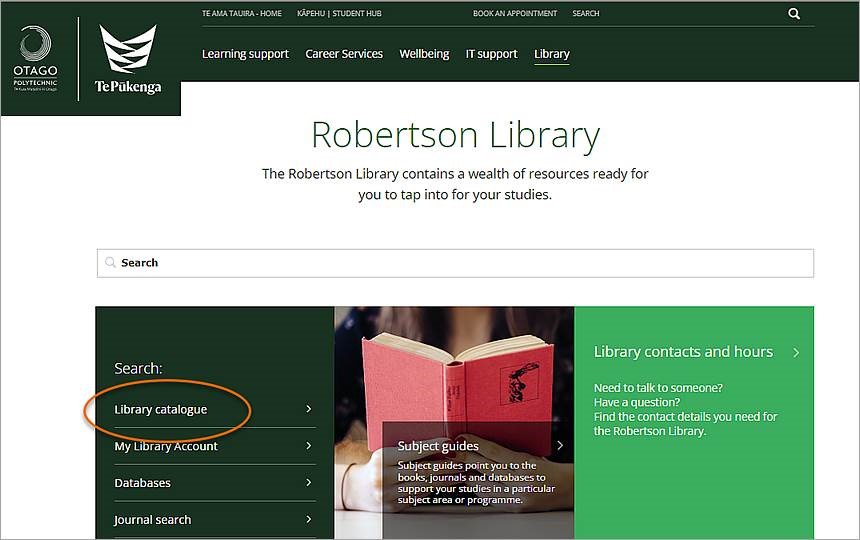 Robertson Library Catalogue | Citation function - Otago Polytechnic